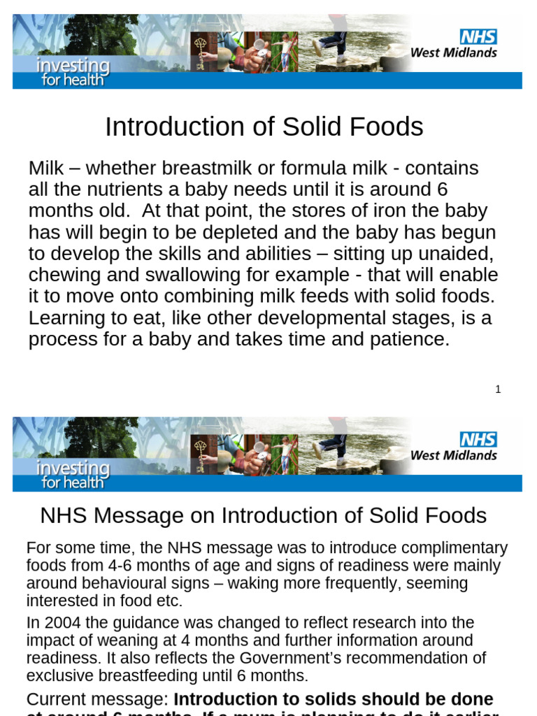 Introduction of Solid Foods | PDF | Breast Milk | Foods