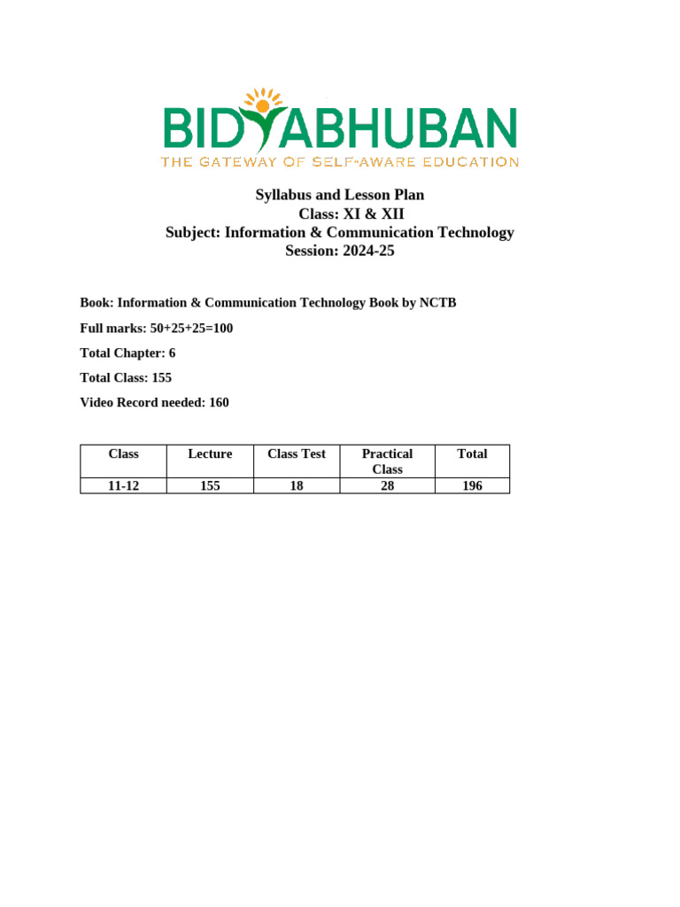 Syllabus and Lesson Plan | PDF