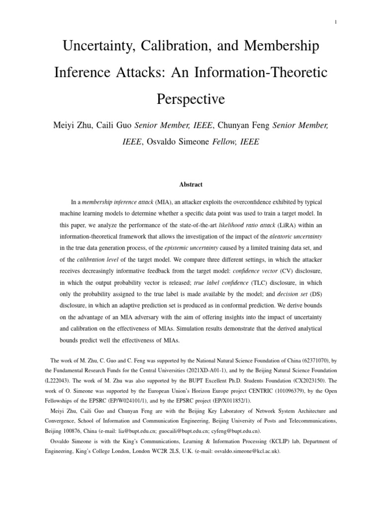 Uncertainty, Calibration, and Membership Inference Attacks - An Information-Theoretic ...