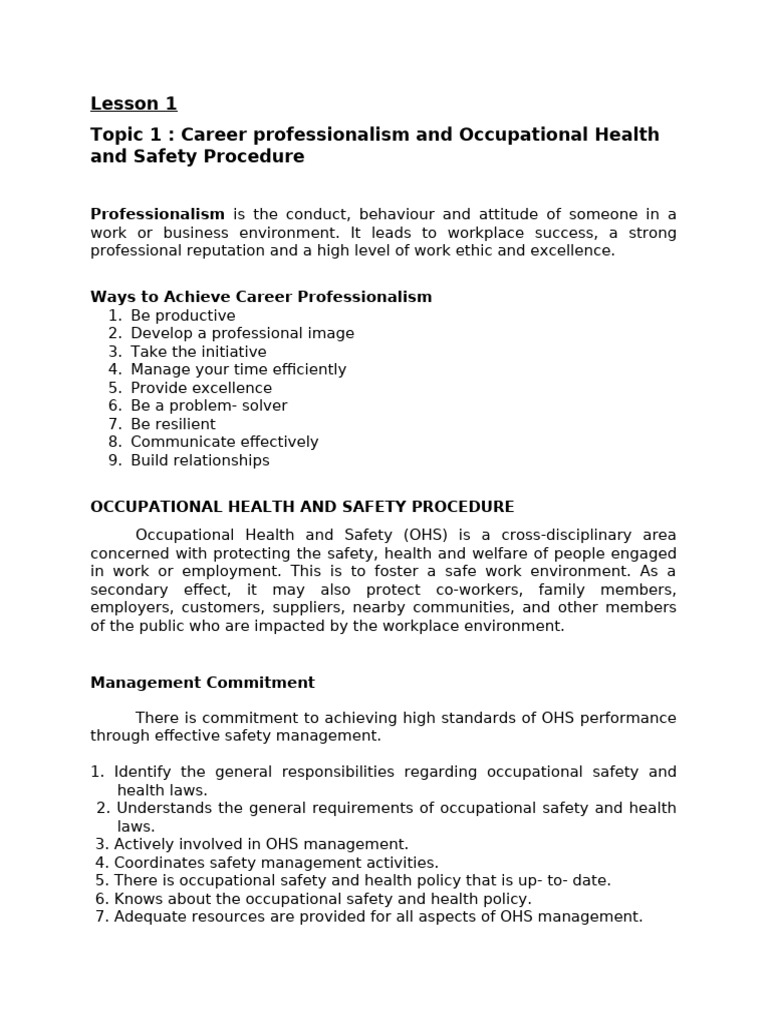 BPP - Lesson 1 | PDF | Hazards | Occupational Safety And Health