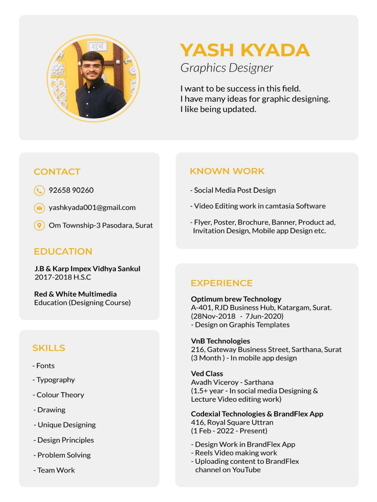 Yash Kyada CV | PDF