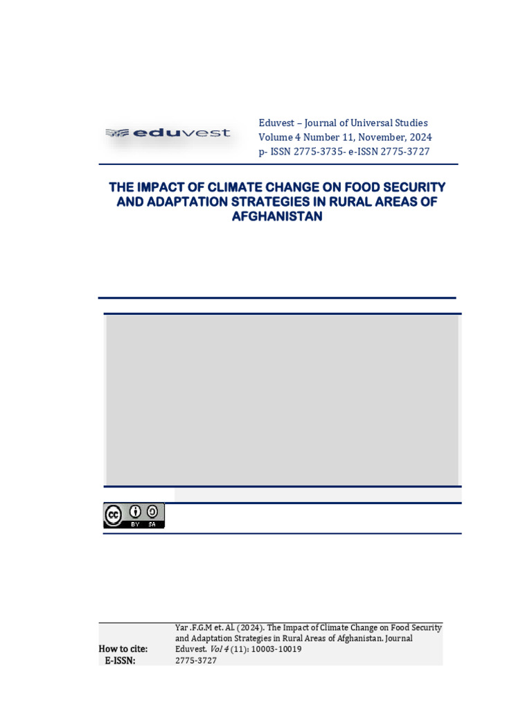The Impact of Climate Change On Food Security and Adaptation Strategies ...