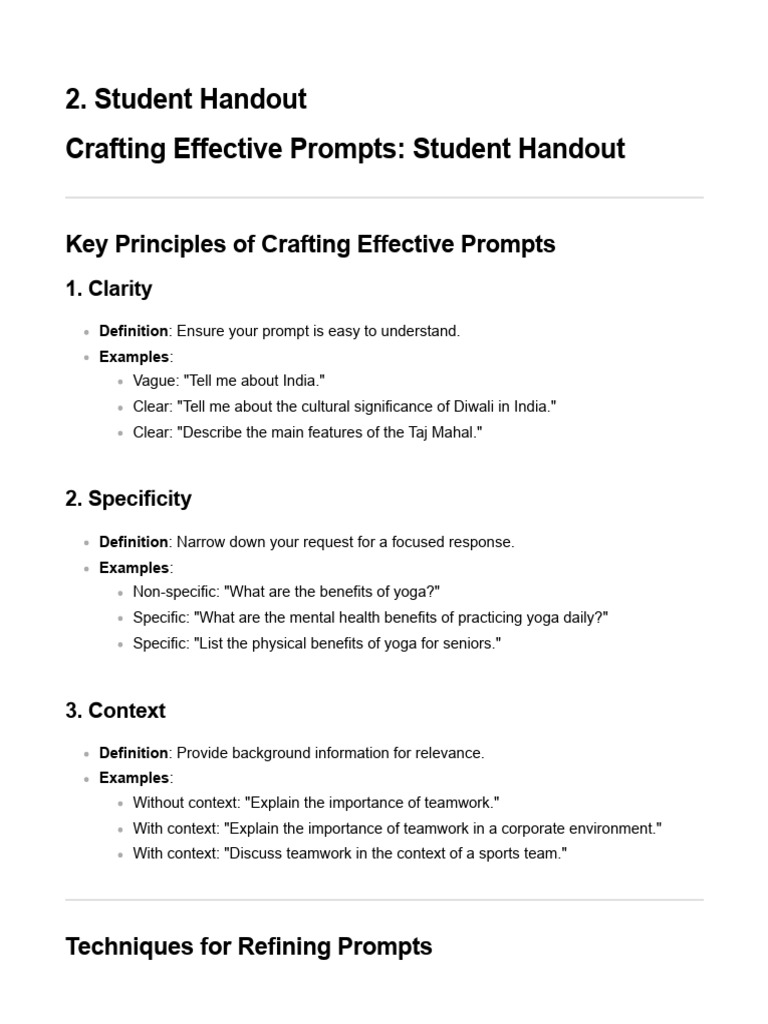 1993 - 994 - DOC - Crafting Effective Prompts | PDF | Artificial ...
