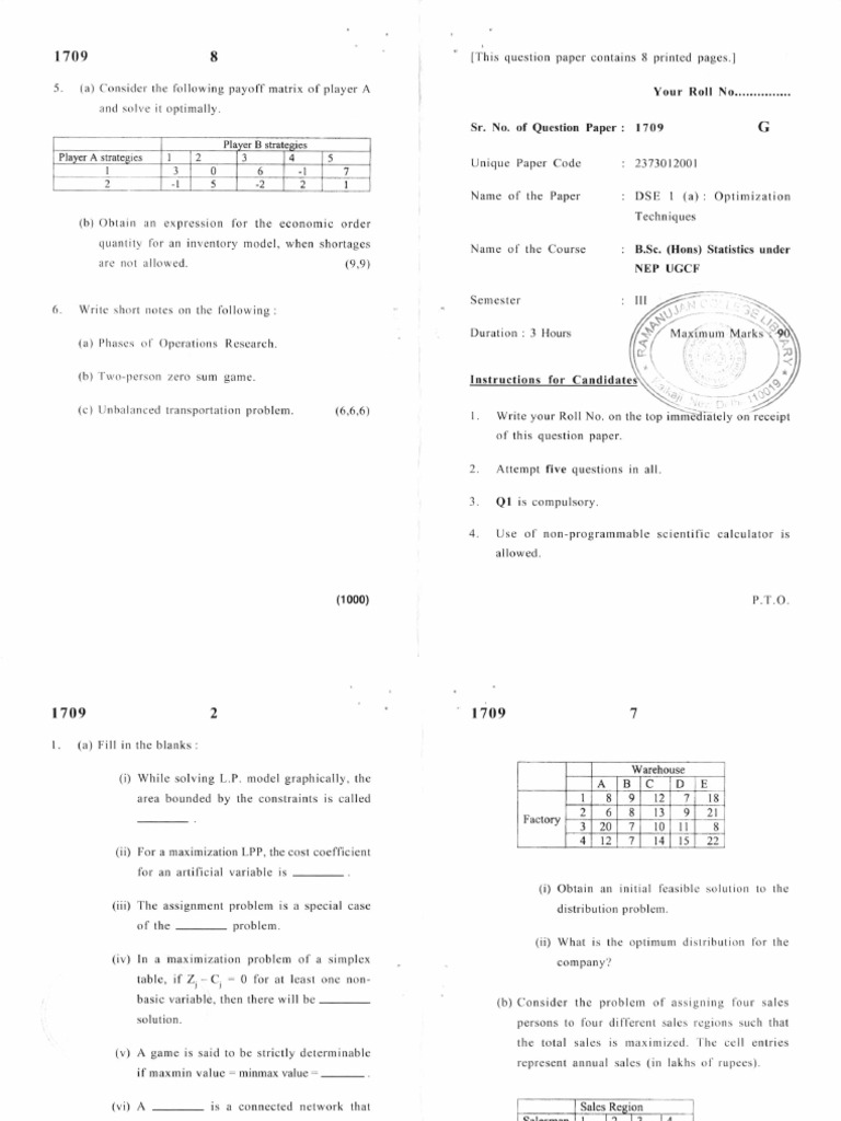 B.SCH Statistics Optimization Techniques | PDF | Algorithms And Data Structures | Mathematics Of ...