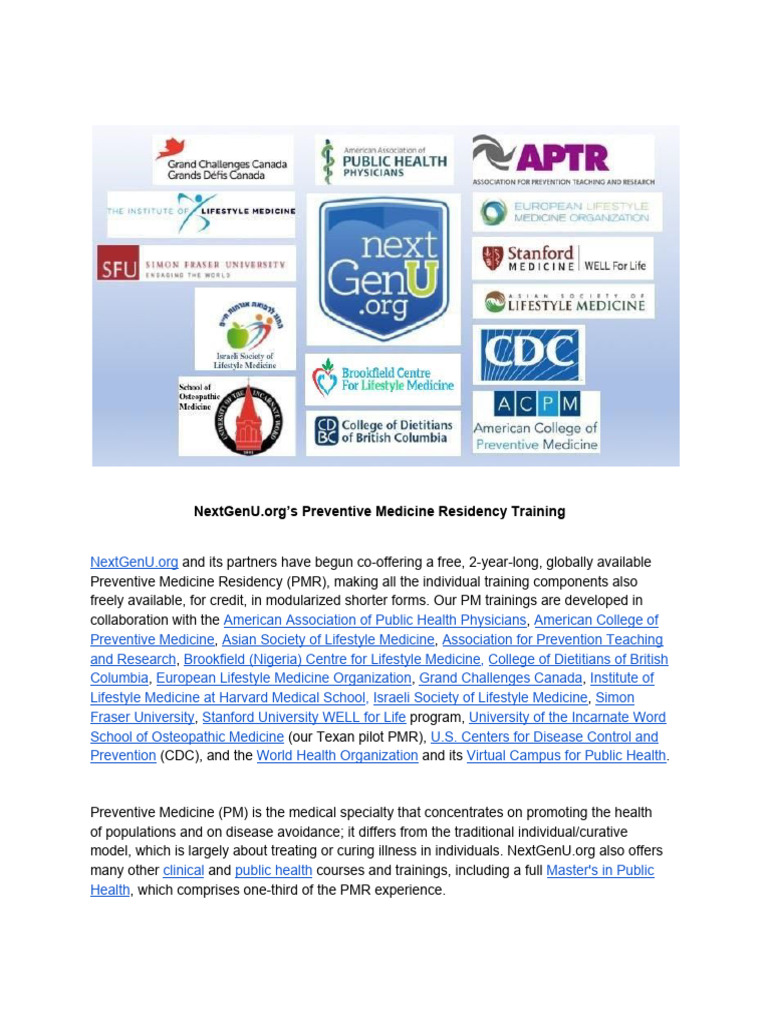 'S Preventive Medicine Residency Training | PDF | Health Professional ...