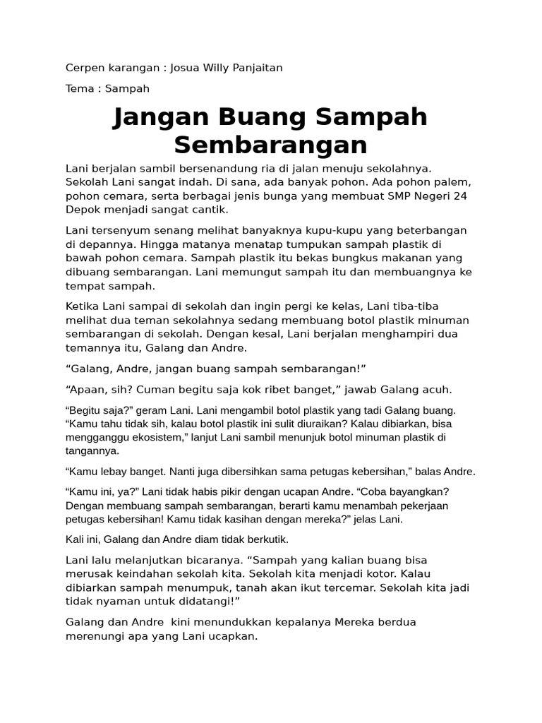 Cerpen Karangan Josua Kelas 7C | PDF