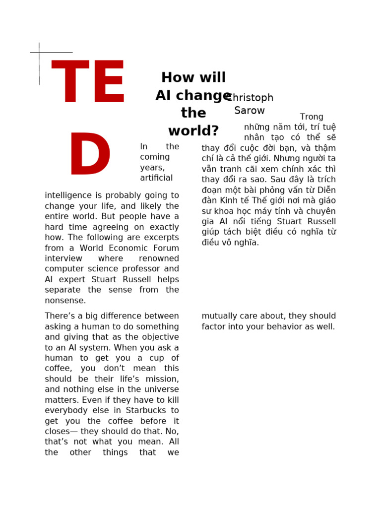 How Will AI Change The World?: Christoph Sarow | PDF