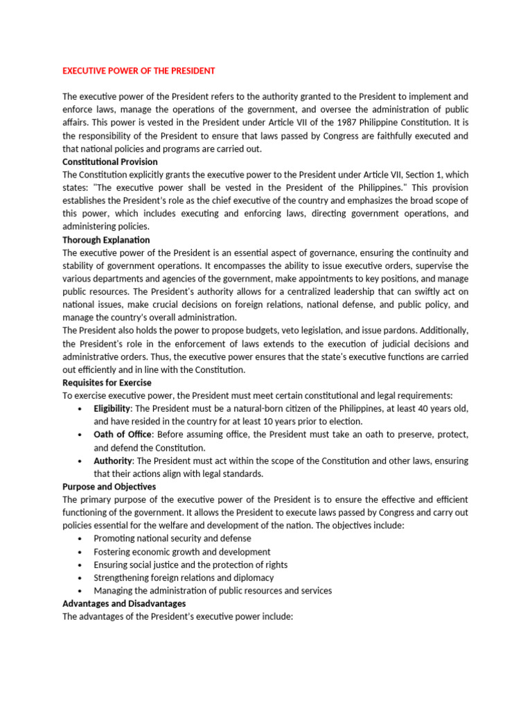 Presidential Executive Power Explained | PDF | American Government ...
