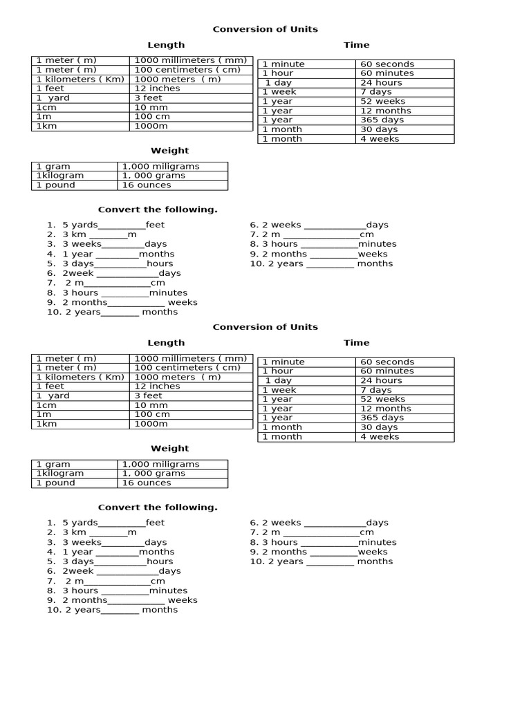 Conversion of Units | PDF | Foot (Unit) | Pound (Mass)