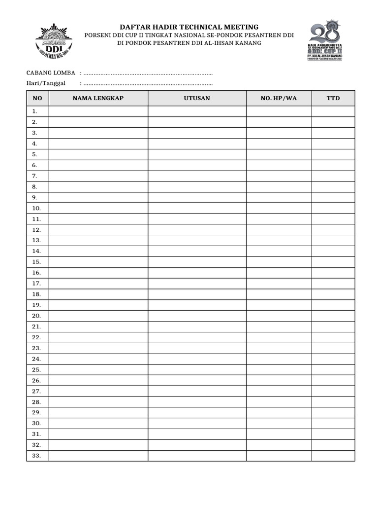 Daftar Hadir Technical Meeting | PDF
