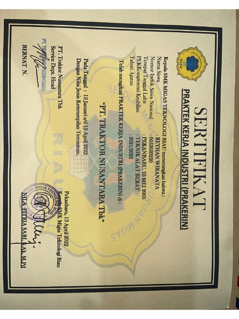 Sertifikat Reyhan | PDF