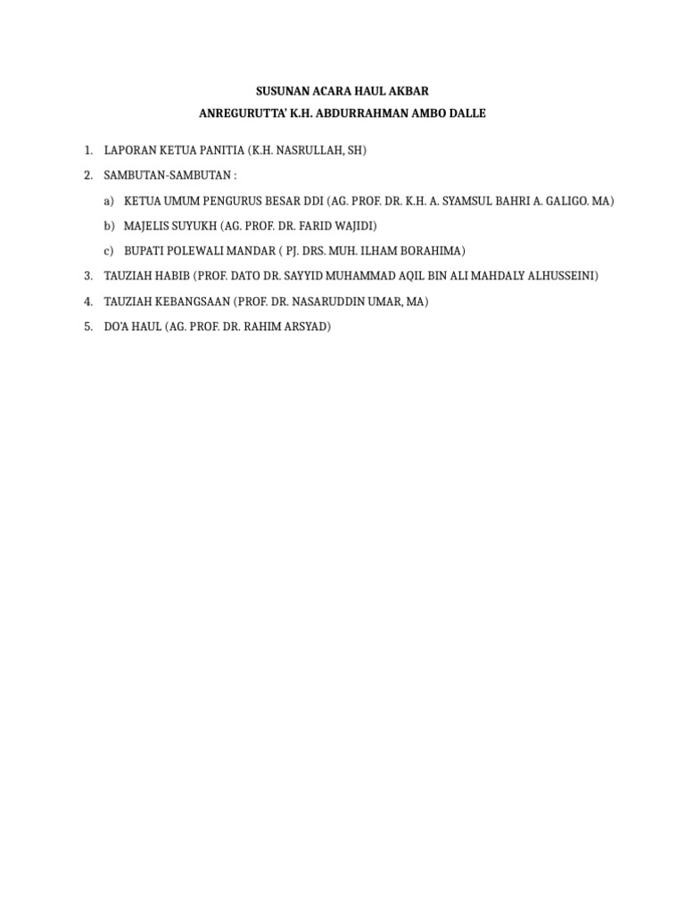 Susunan Acara Haul | PDF
