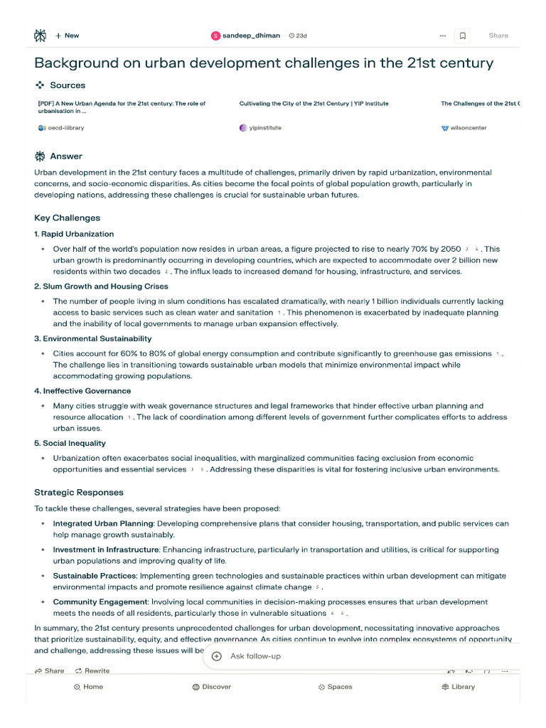 Background On Urban Development Challenges in The 21st Century | PDF