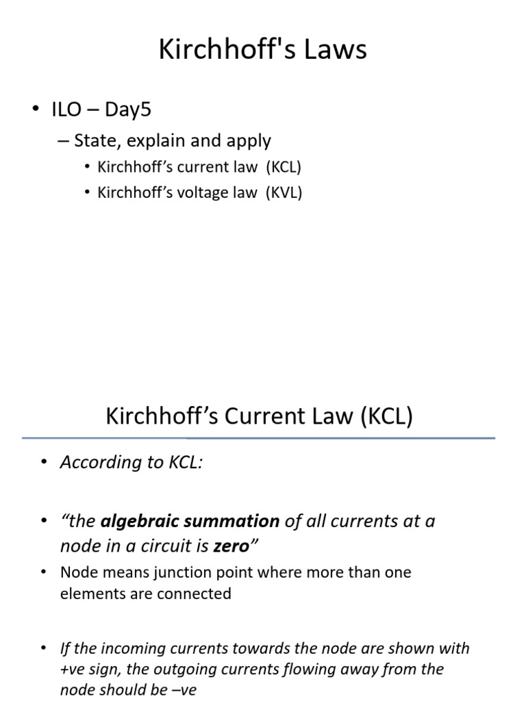 Day5-KCL, KVL | PDF | Voltage | Electrical Network