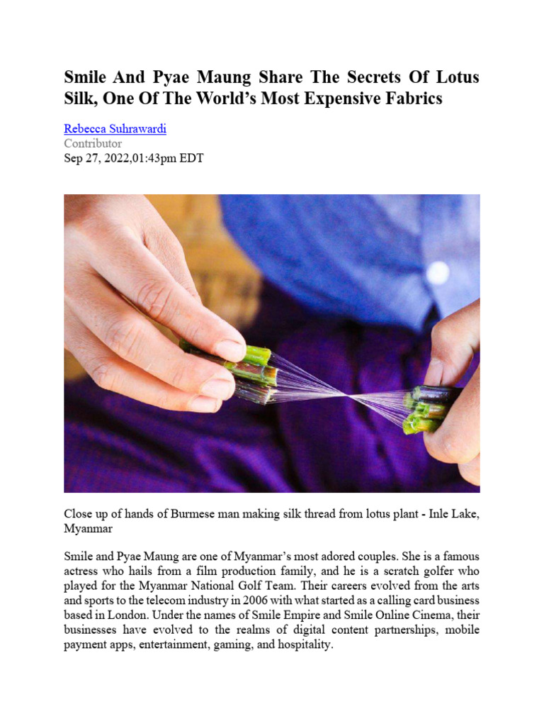 Smile and Pyae Maung Share The Secrets of Lotus Silk | PDF | Textiles ...