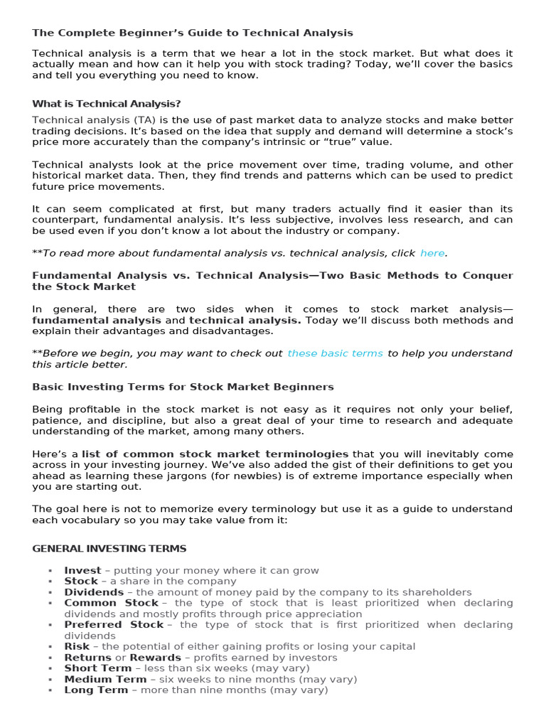 Investa Learn | PDF | Technical Analysis | Stocks