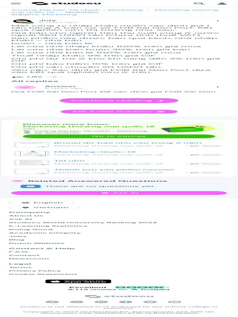(Solved) MT CNG Ty NHP Khu Mun XC NH Gi 1 TN HNG A TRN C S FOB Si GN ...