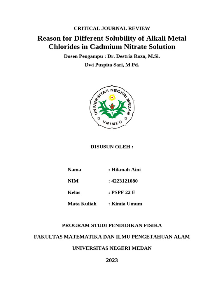 Cjr-Kimia-Hikmah Aini-Pspf 22 e | PDF