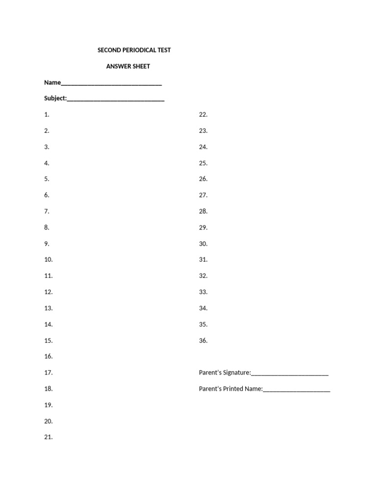 Answer Sheets For Examination | PDF