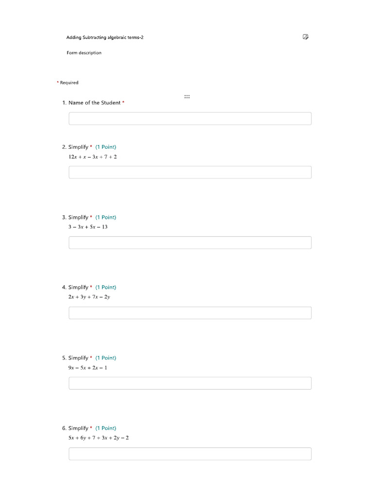 Adding Subtracting Algebraic Terms-2 | PDF