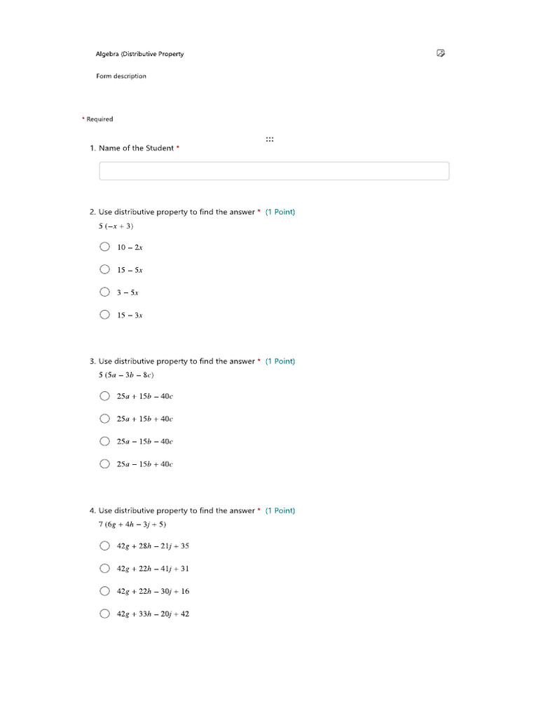 Algebra (Distributive Property | PDF