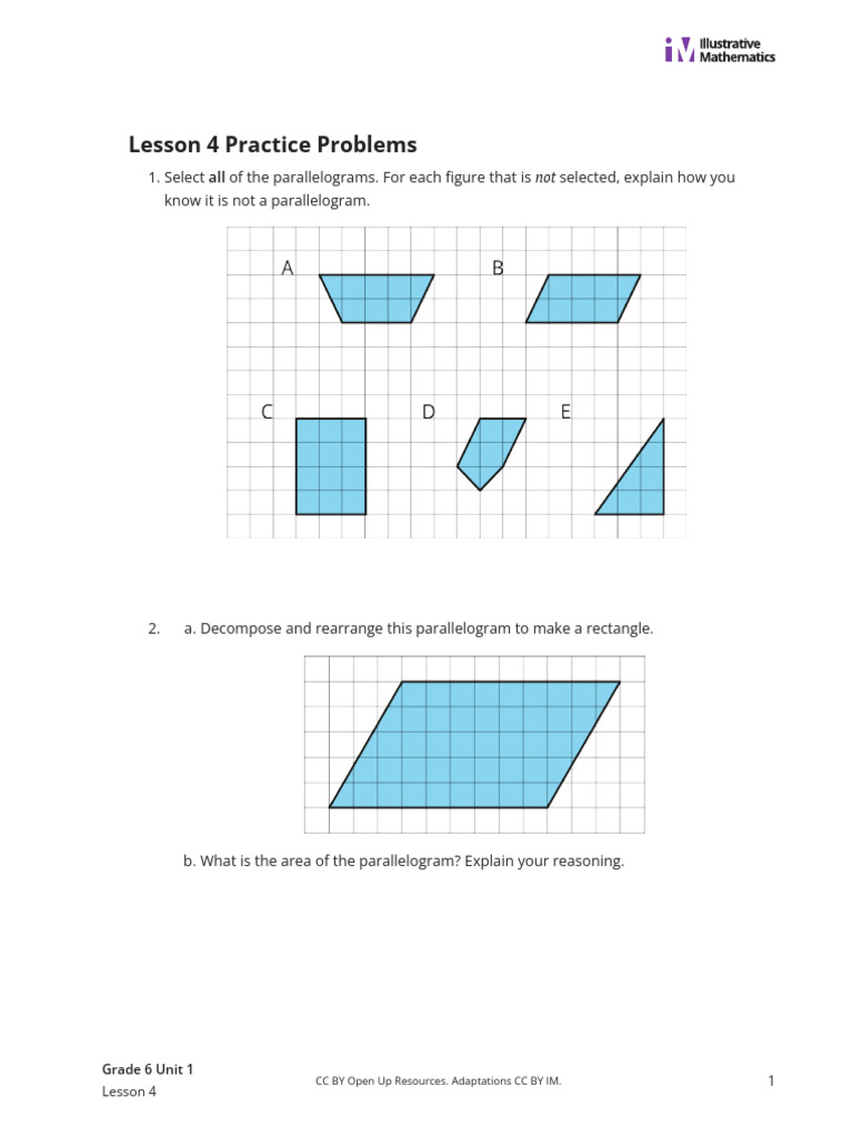 Grade6 1 4 Lesson Curated Practice Problem Set | PDF