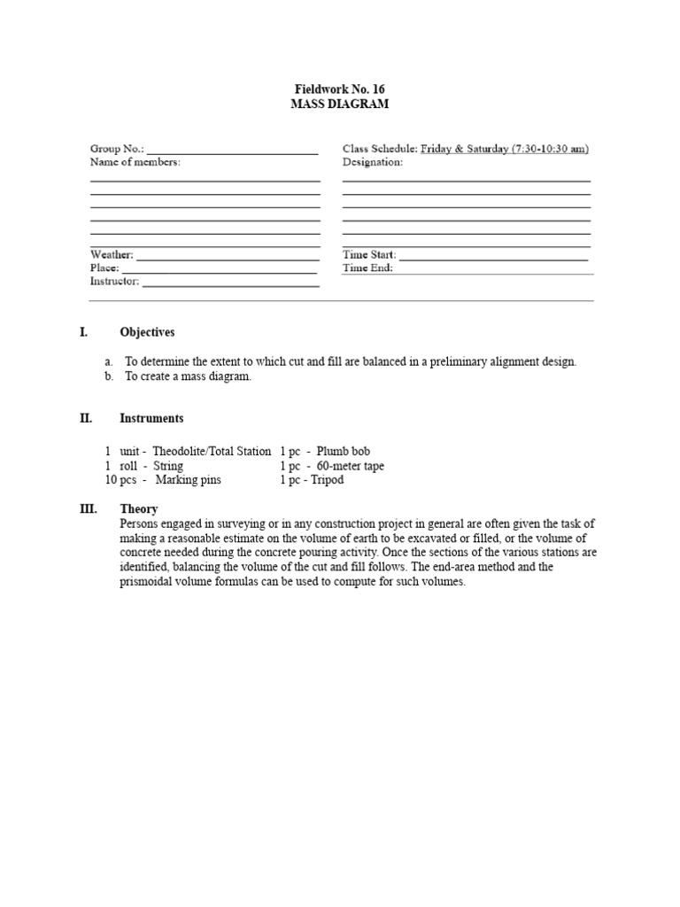 Mass Diagram for Cut and Fill Analysis | PDF