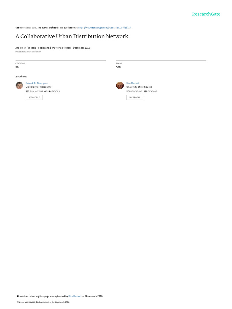 A Collaborative Urban Distribution Network | PDF | Transport | Logistics