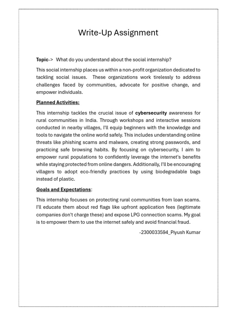 Write-Up Assignment: Topic | PDF