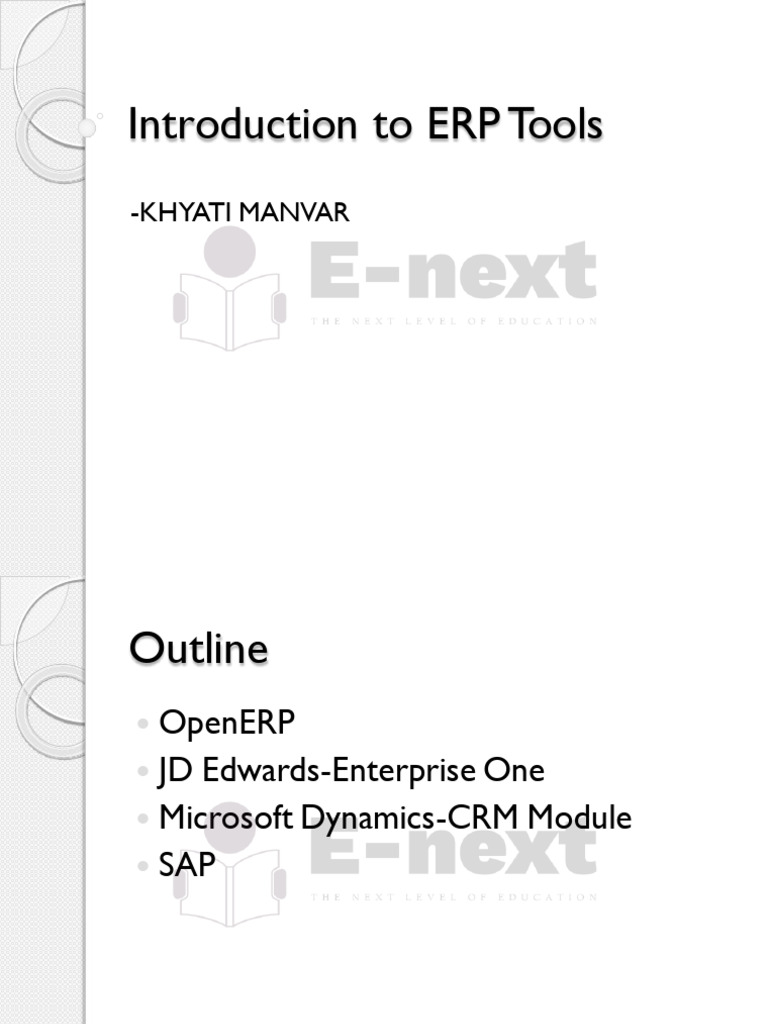 Unit-7 Introduction To ERP Tools (E-Next - In) | PDF | Enterprise ...