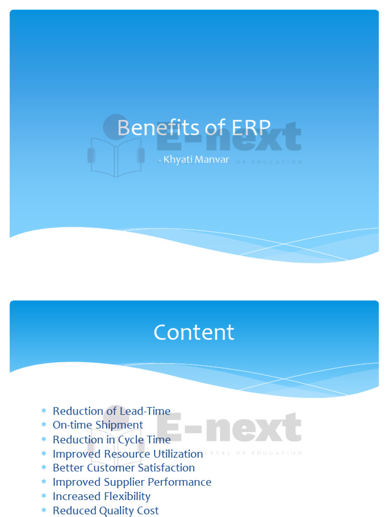 Unit-5 Benefits of ERP (E-Next - In) | PDF | Enterprise Resource ...
