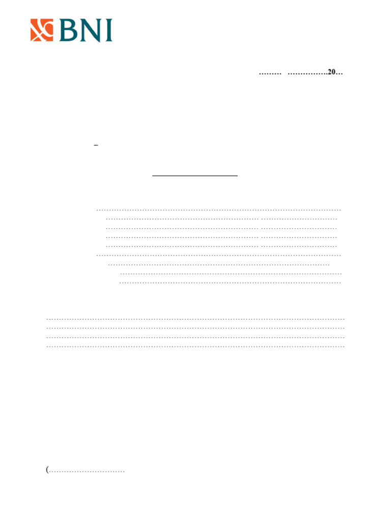 Surat Permohonan Keringanan Angsuran BNI | PDF