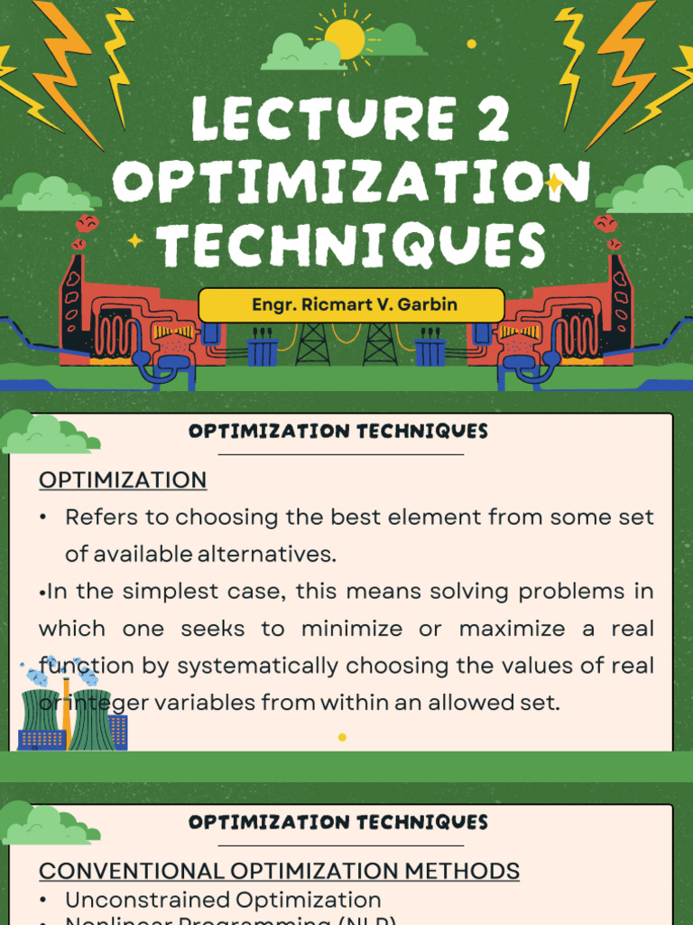 Optimization Techniques Lecture Pdf