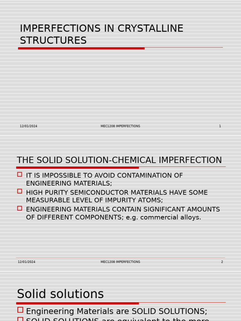 Crystalline Structure Imperfections Explained | PDF | Solid | Chemical Substances
