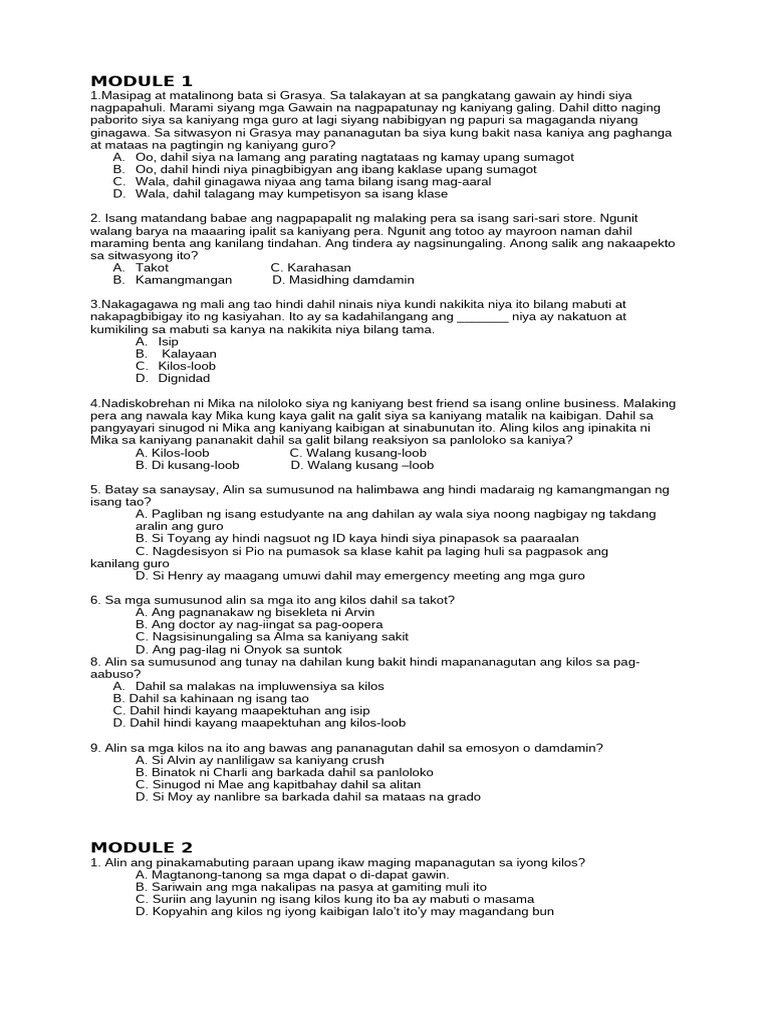 ESP 10 - REVIEWER (Module) | PDF