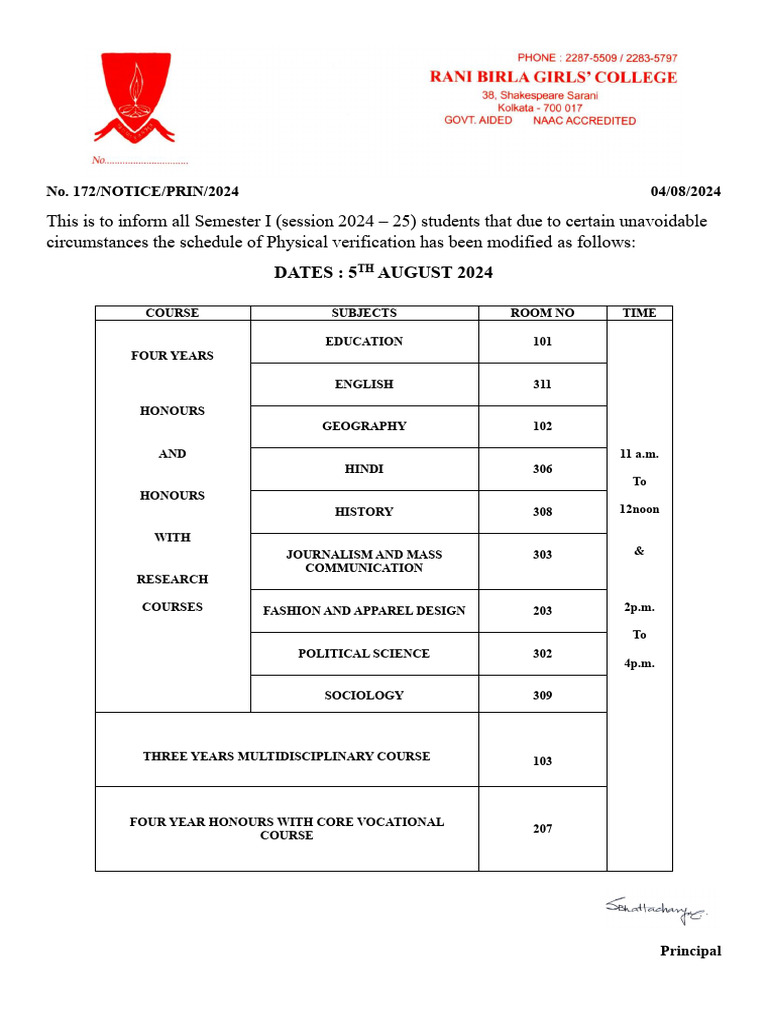 Notice For Re-Schedule of Physical Verification | PDF