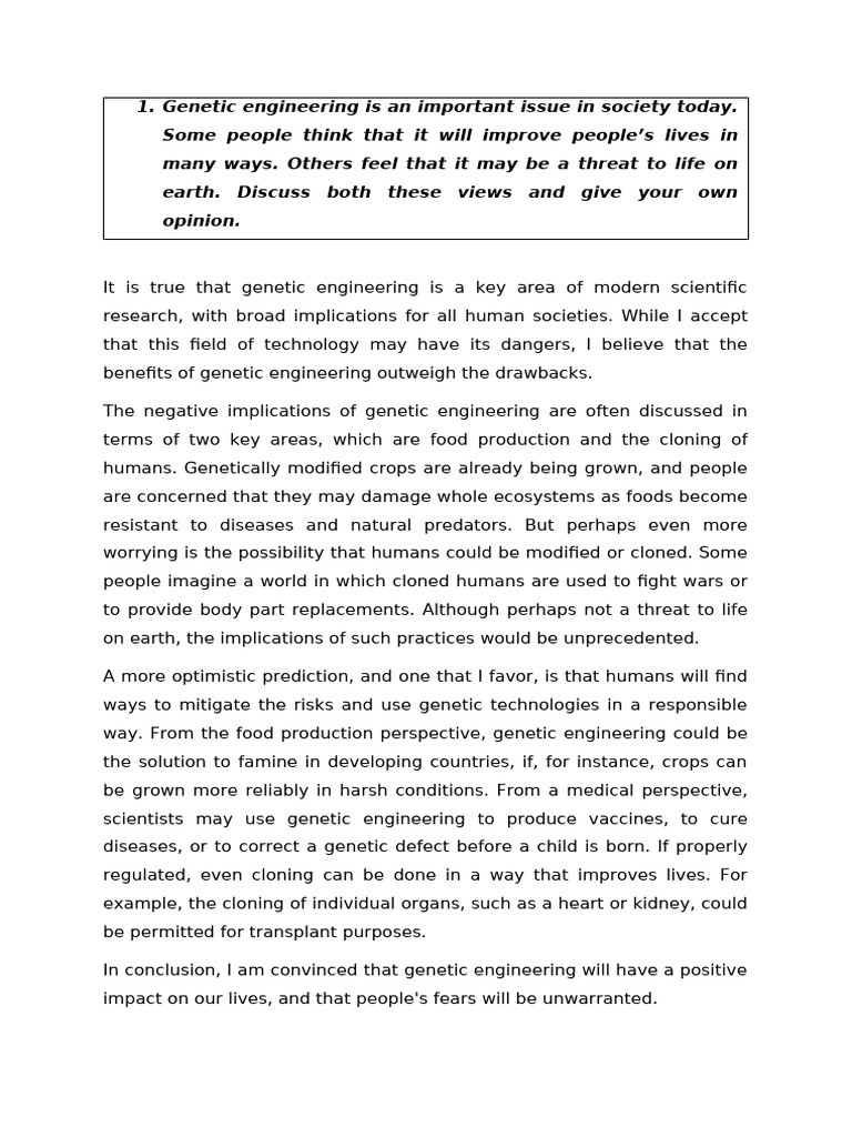 Analyze Writing Task 2 Practice | PDF | Genetic Engineering | Family