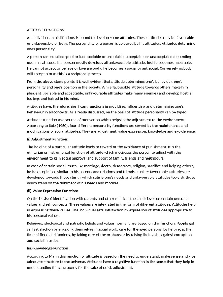 Attitude Functions | PDF | Attitude (Psychology) | Knowledge