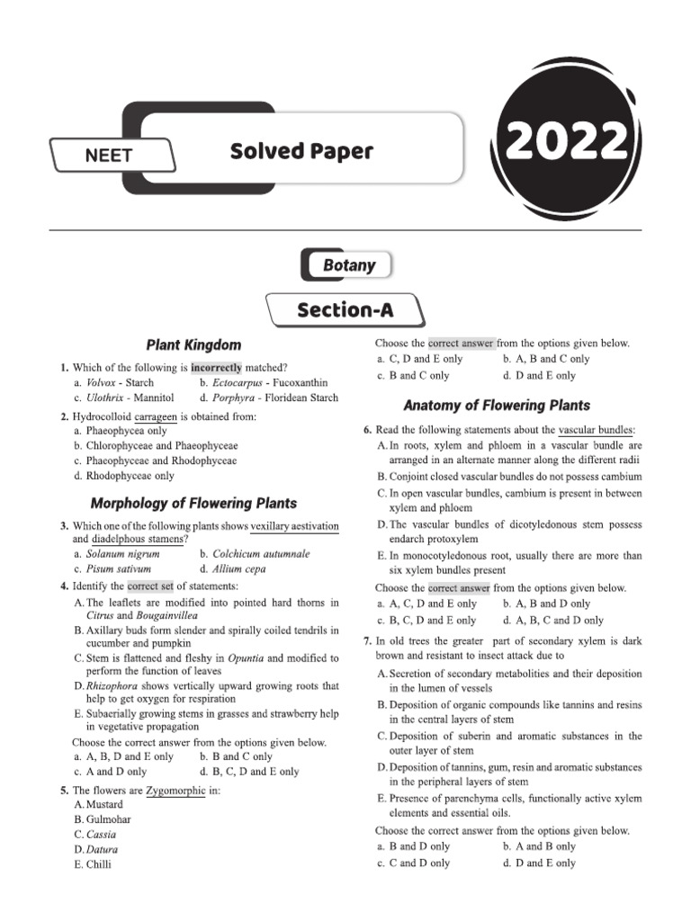 NEET 2022 PCB Solved Paper | PDF