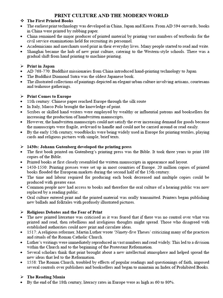 Print Culture | PDF | Printing | Books