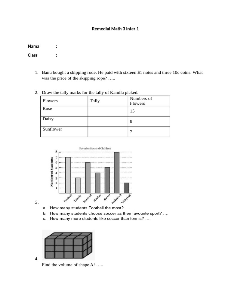 Remedial Math 3 Inter 1 | PDF