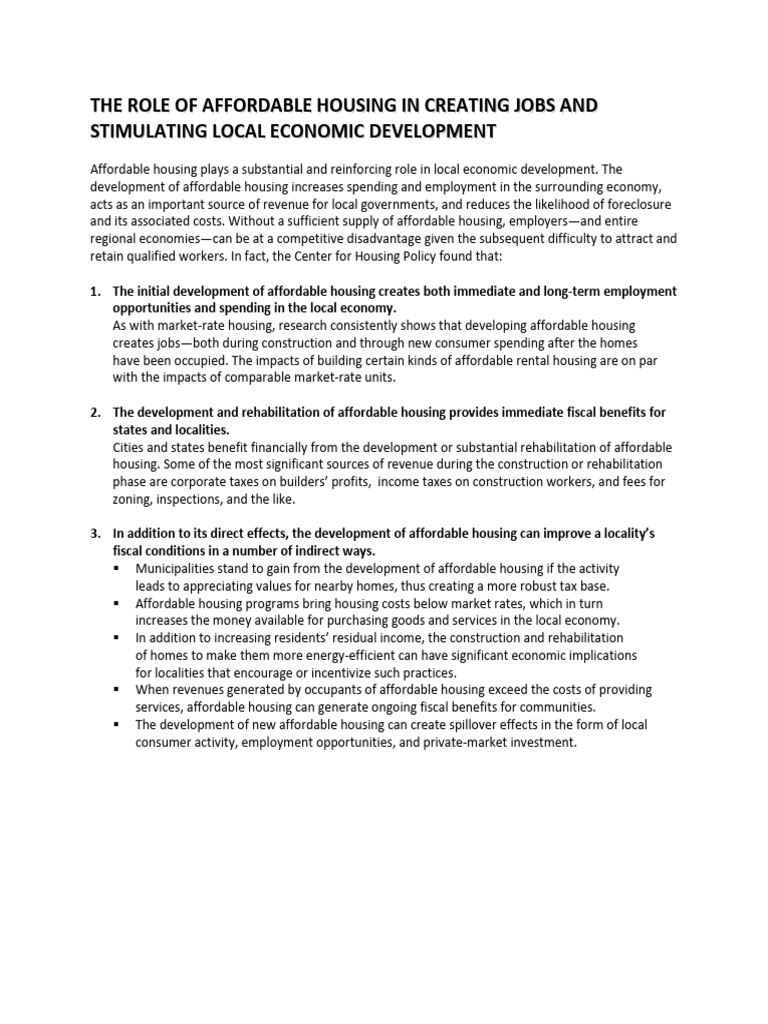 Affordable Housing Boosts Local Economy | PDF | Affordable Housing | Taxes