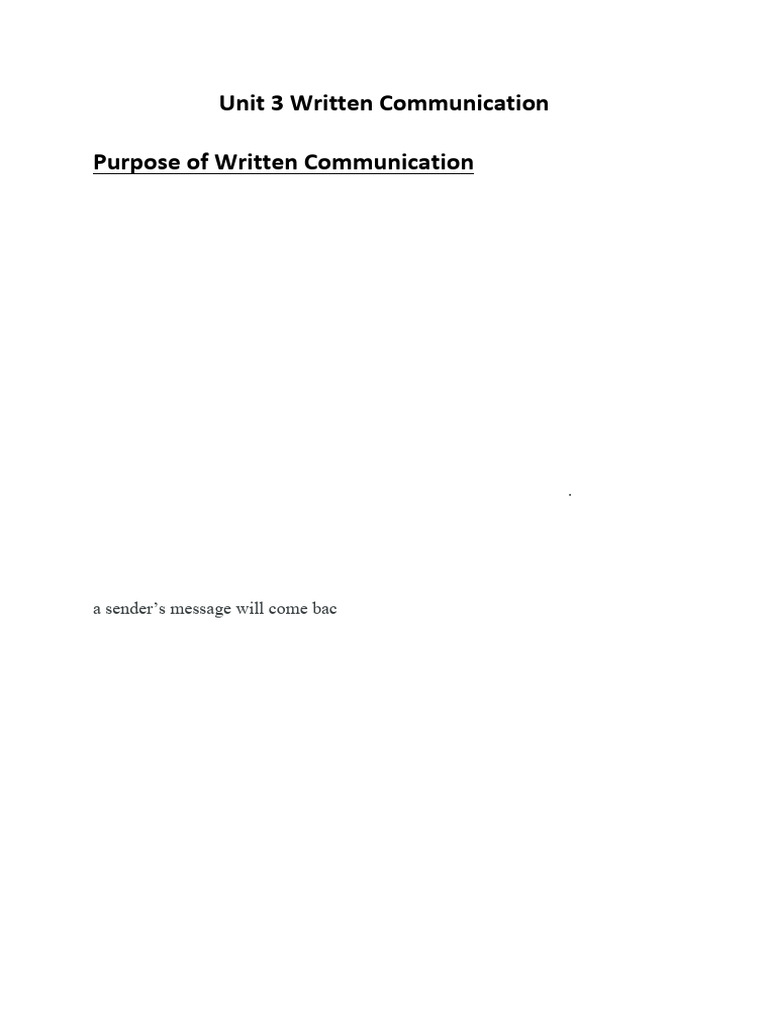 Unit 3 Written Communication BC | PDF | Communication | Human Communication