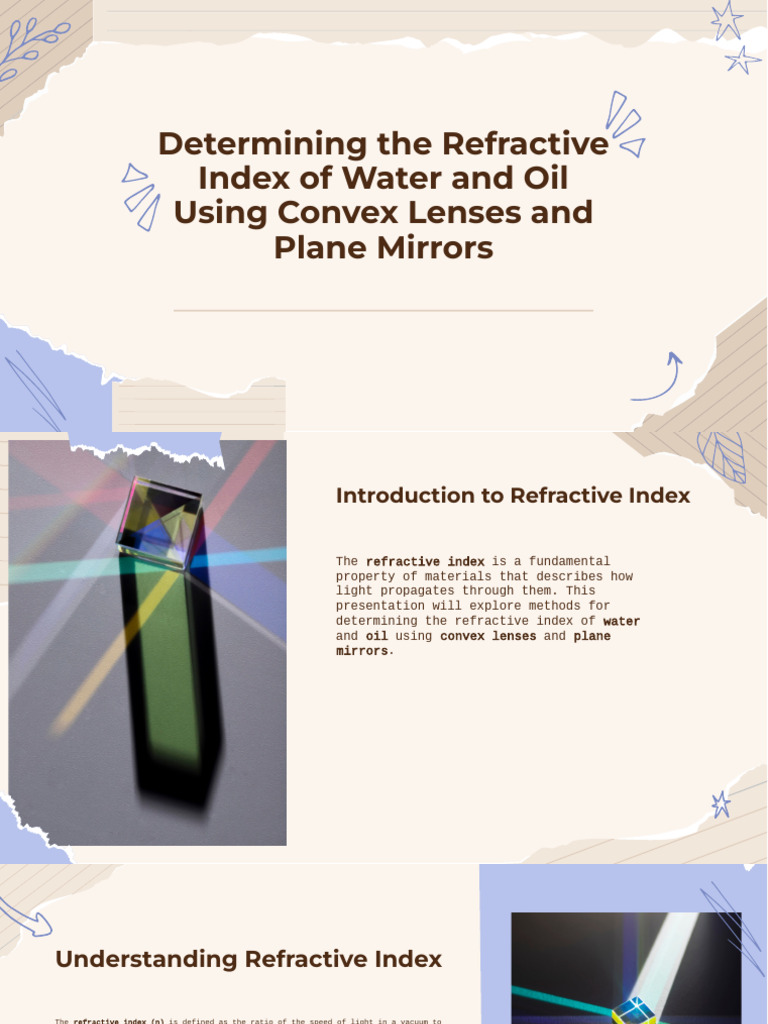 Slidesgo Determining The Refractive Index of Water and Oil Using Convex Lenses and Plane Mirrors ...