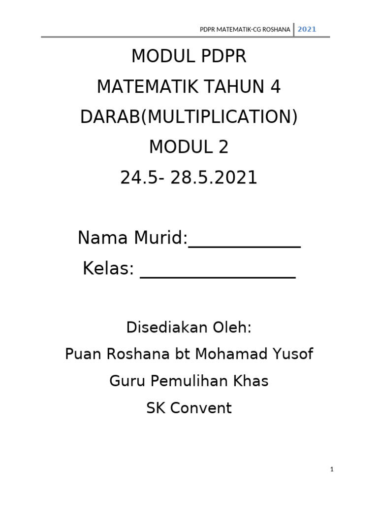 Modul PDPR Math Tahun 4 Modul 2 | PDF
