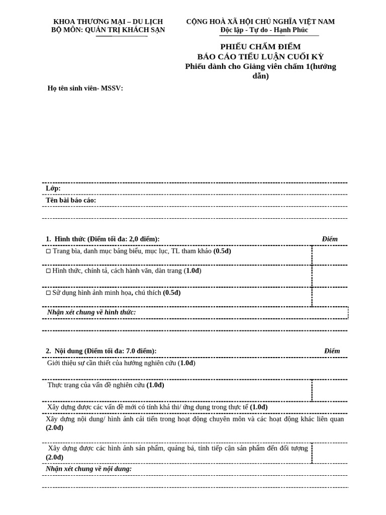 Phieu - Cham - Diem - BÁO CÁO TIỂU LUẬN CUỐI KỲ | PDF