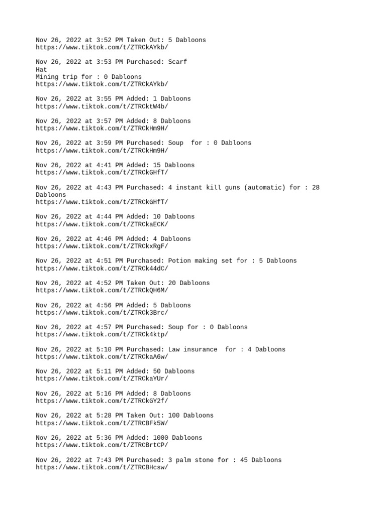 Dabloon Transactions Overview | PDF