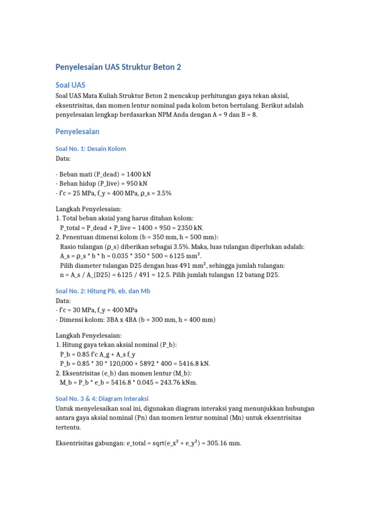 UAS Struktur Beton 2 | PDF