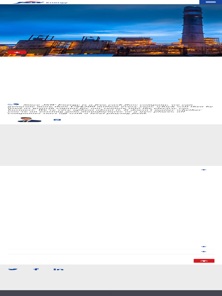 JSW - JSW Energy Progresses at Lightning Speed | PDF