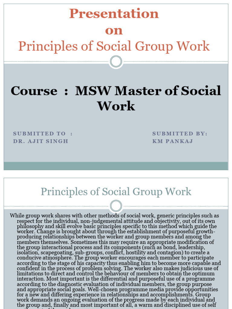 Social Group Work Principles | PDF | Social Group | Experience